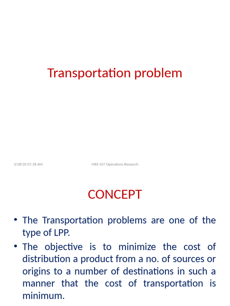 Transportation Problem | PDF | Applied Mathematics | Mathematical ...