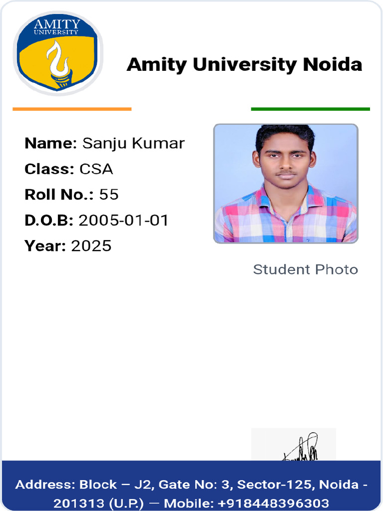 Sanju Kumar ID Card | PDF