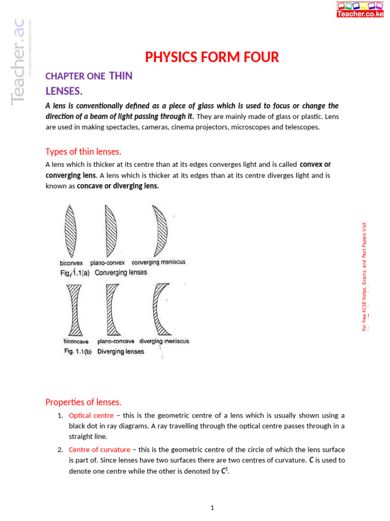 Thin Lenses: Form 4 Overview | PDF | Buoyancy | Electromagnetic Radiation