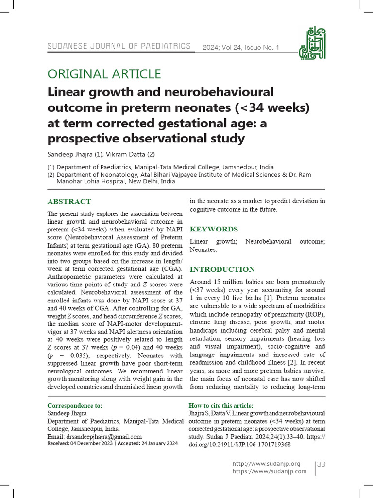 Growth and Neurobehavior in Preterm Infants | PDF | Childbirth | Human ...