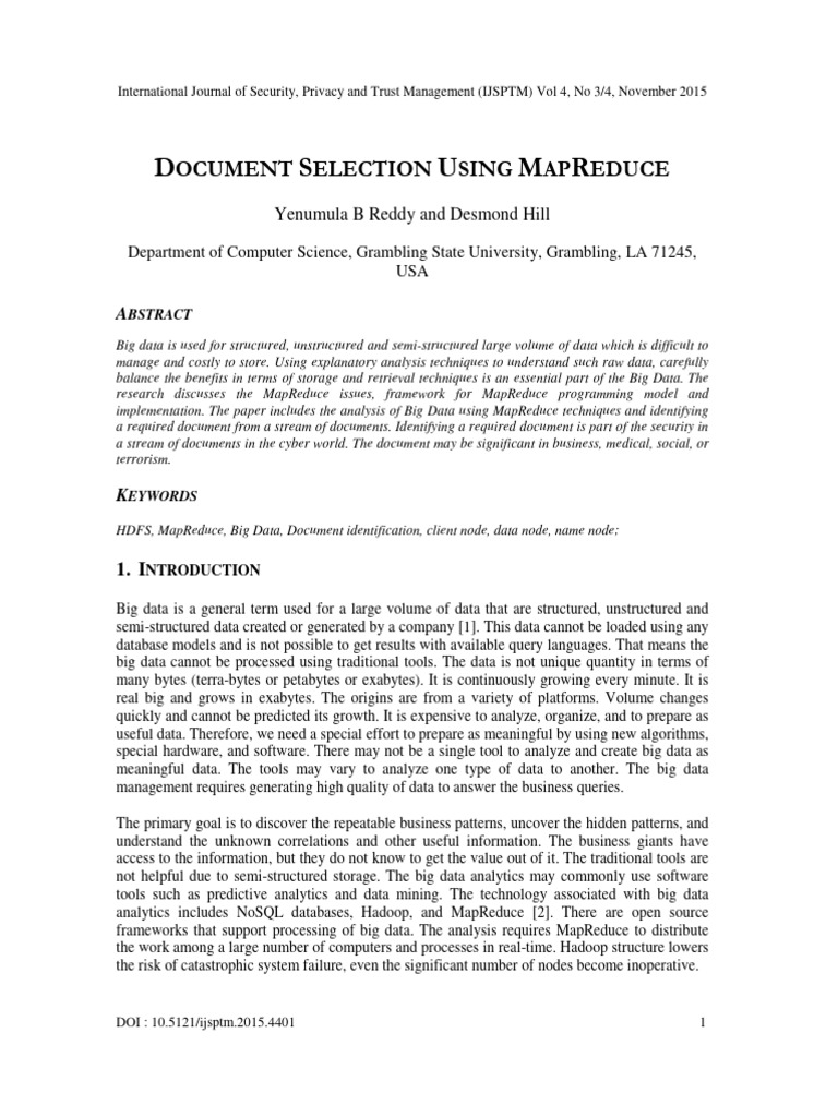 Document Selection Using Mapreduce | PDF | Apache Hadoop | Big Data