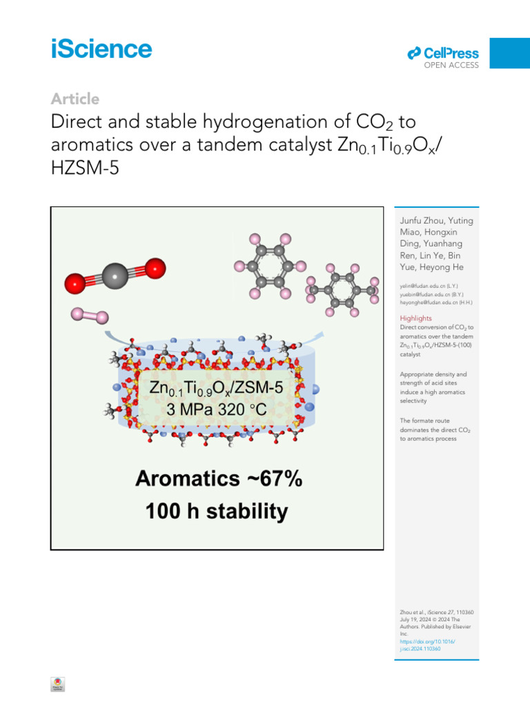 2024 - Direct and Stable Hydrogenation of CO2 To Aromatics Over A ...