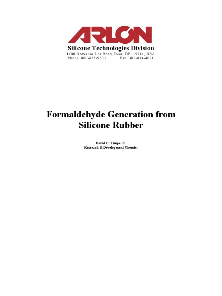 Formaldehyde Generation From Silicone Rubber | PDF | Formaldehyde ...