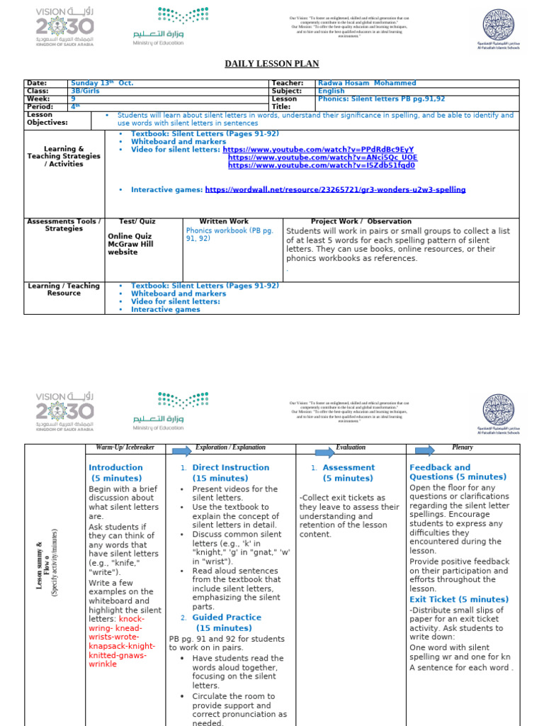 Kindergarten Phonics Lesson Plan | PDF | Phonics | Learning