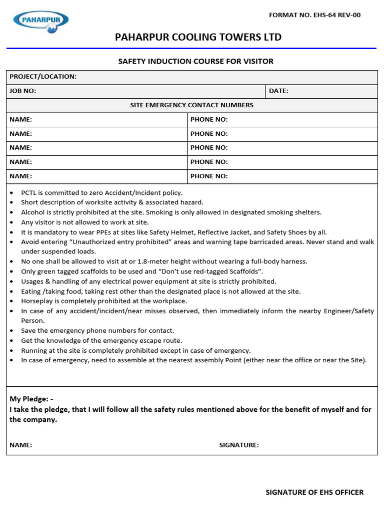 Visitor Safety Induction | PDF