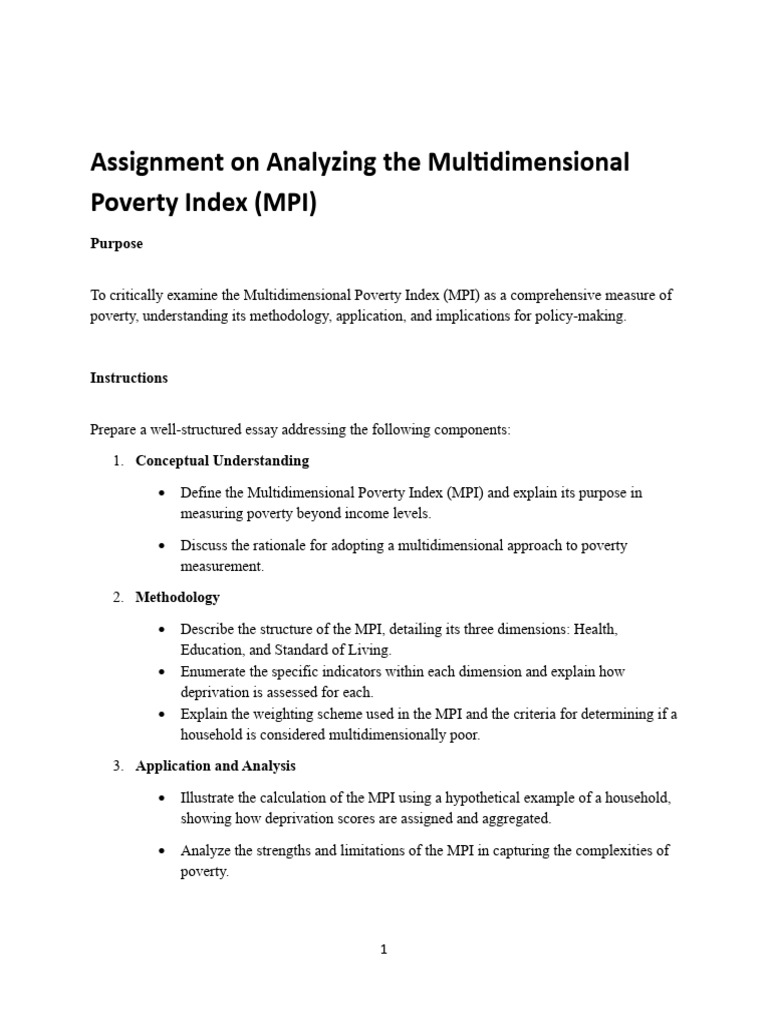 Assignment On Analyzing The Multidimensional Poverty Index | PDF