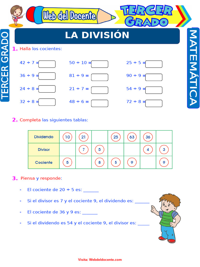 La-División-para-Tercer-Grado-de-Primaria | PDF | División (Matemáticas ...