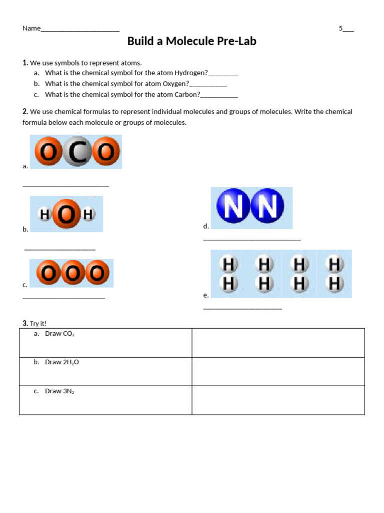 Build A Molecule Pre Lab | PDF