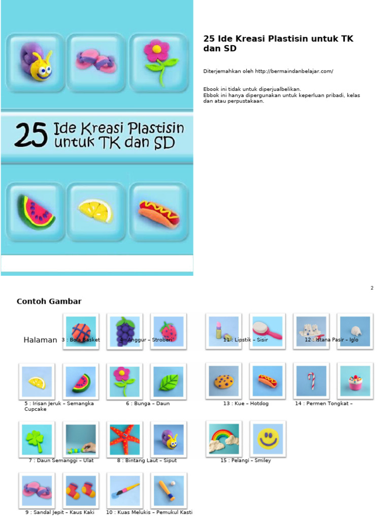 25 Ide Kreasi Plastisin untuk Anak | PDF