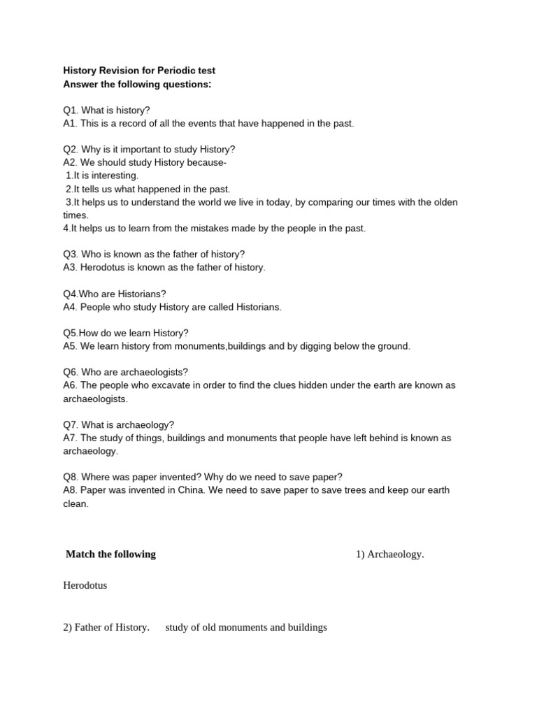 Grade 3 History Revision Guide | PDF