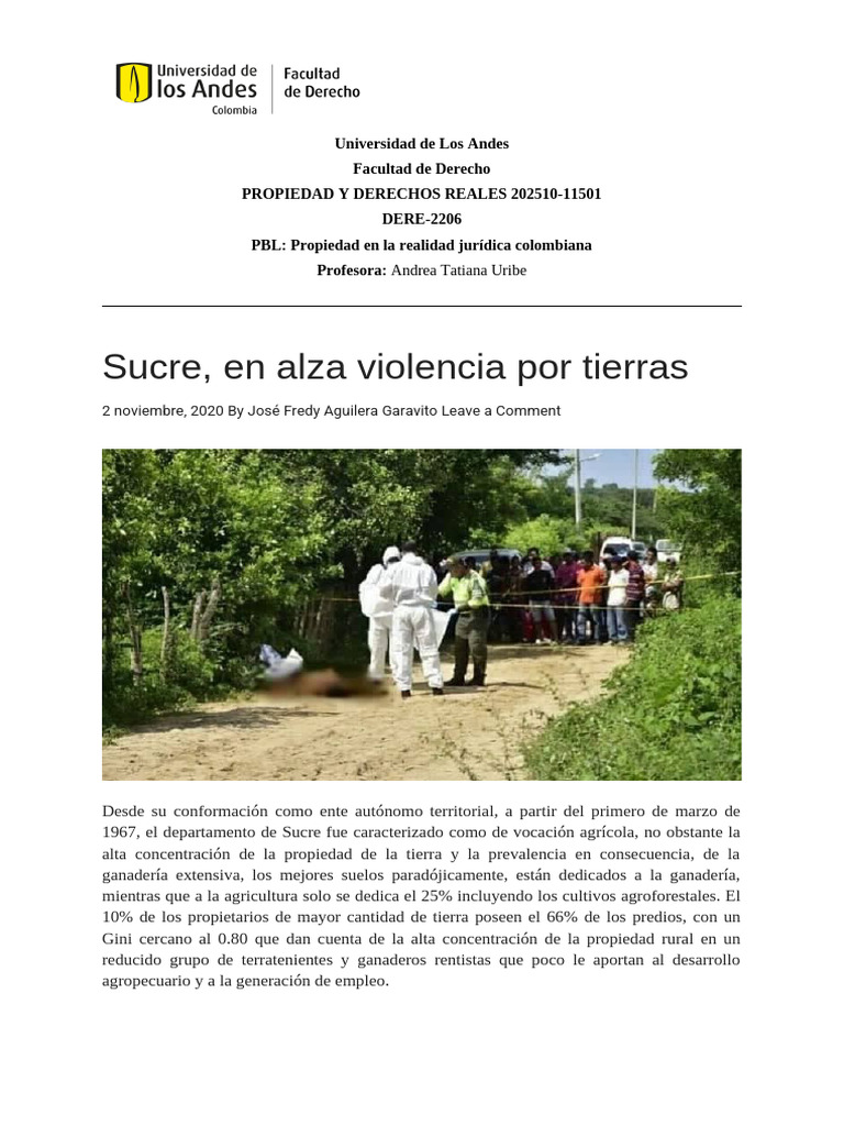 Conflictos por Tierra en Sucre, Colombia | PDF | Humedal | Agricultura