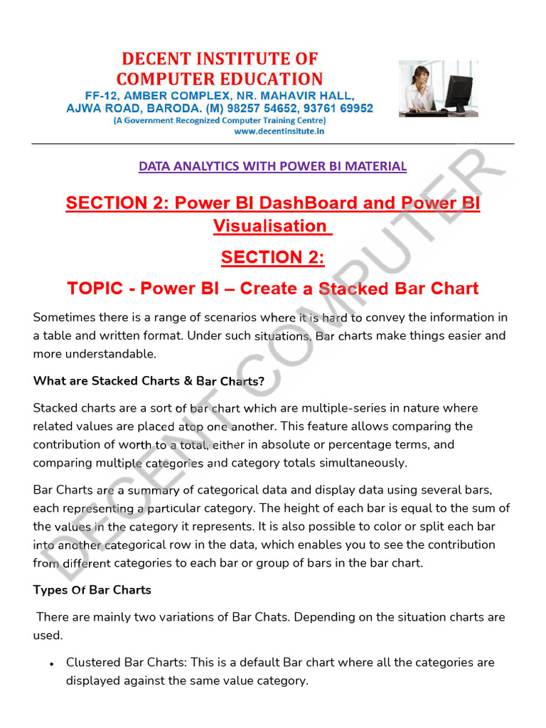 Power BI Material DECENT SECTION 2 - 1. STACKED BAR CHART | PDF | Chart ...