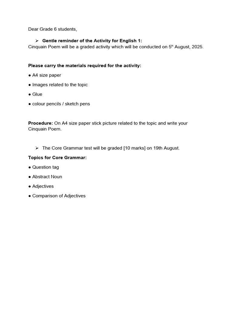 Gr. 6 English Internals | PDF