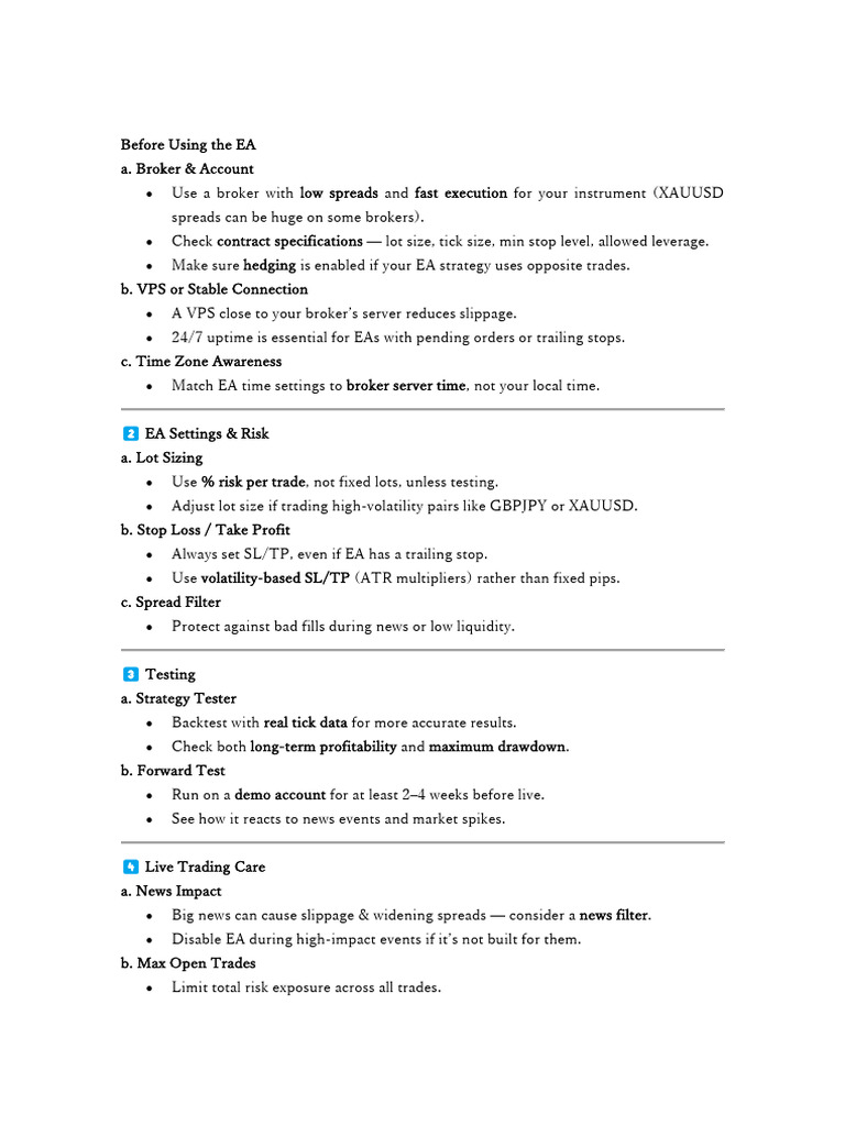 EA Setup and Safety Guidelines | PDF
