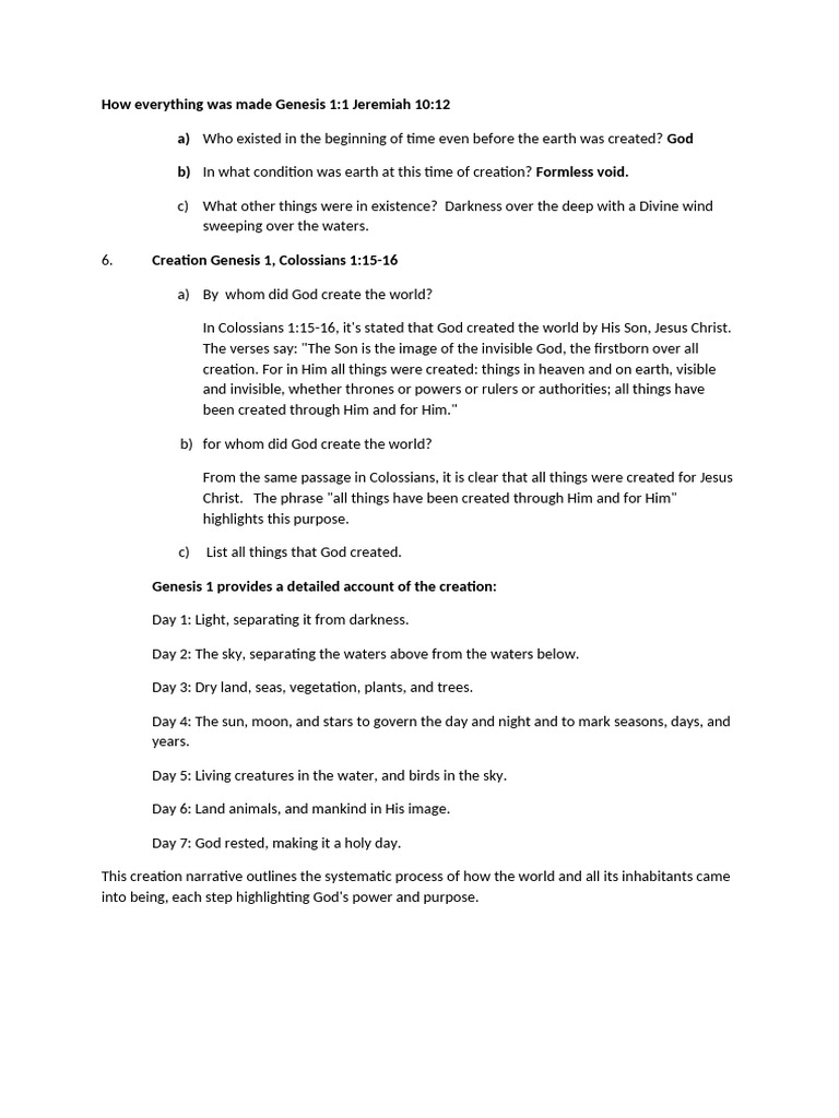 Creation Story Pdf