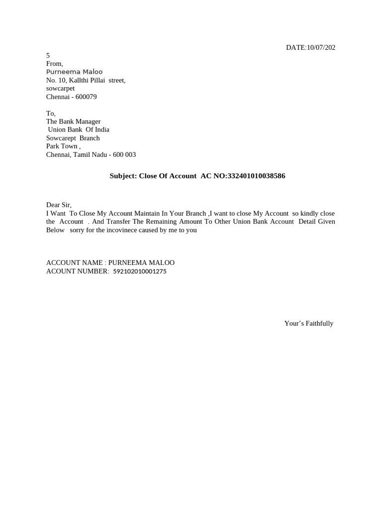 Bank Request Letter | PDF