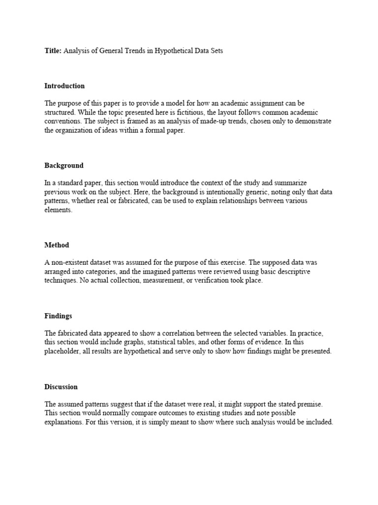 Analysis of General Trends in Hypothetical Data Sets | PDF