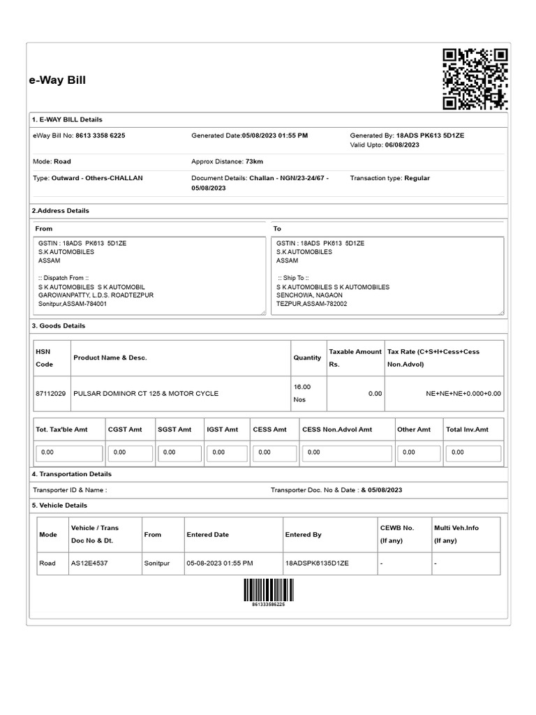 E-Way Bill System FORMAT | PDF | Government | Taxes