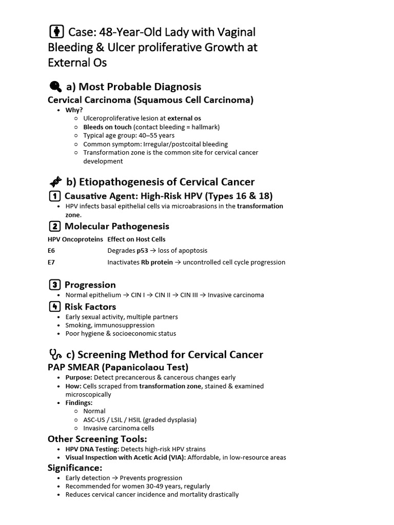 ? Case 48-Year-Old Lady With Vaginal Bleeding & Ulcer Proliferative ...