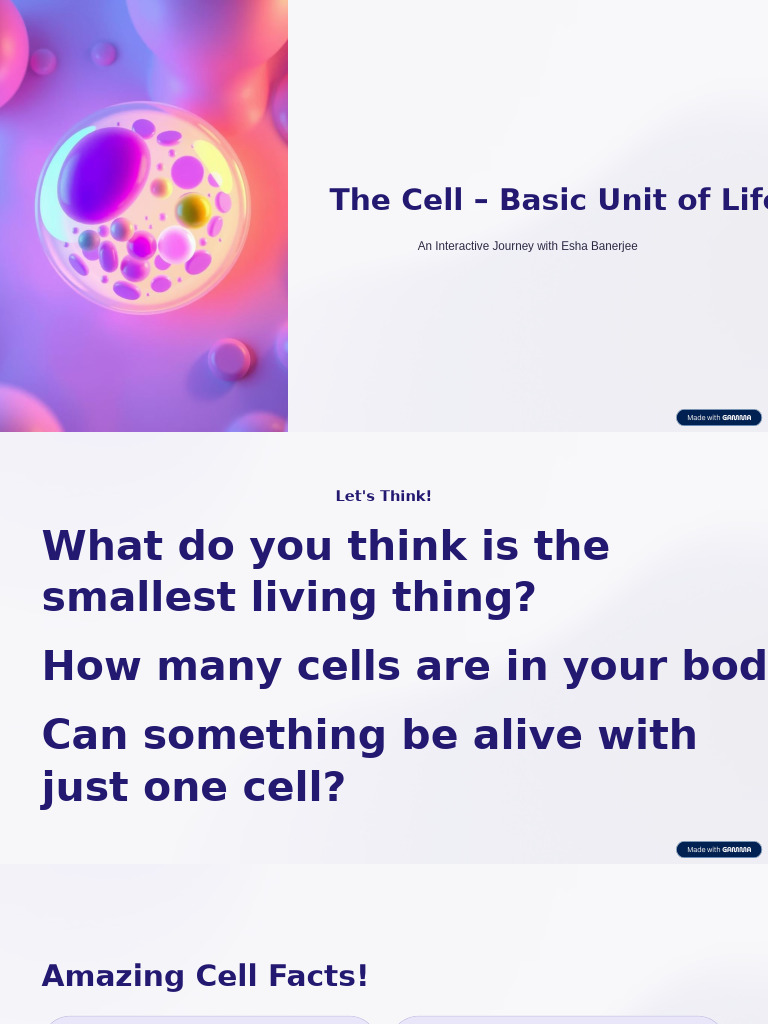 The Cell Basic Unit of Life | PDF | Cell (Biology) | Organelle