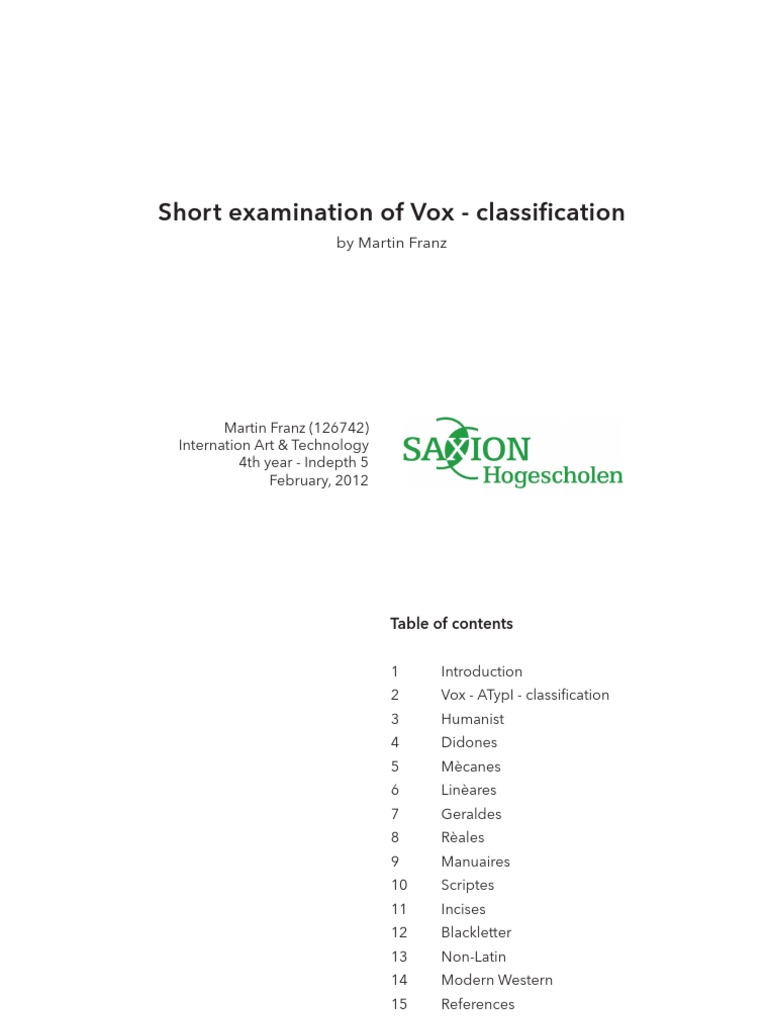 Vox Classification Pdf Sans Serif Serif