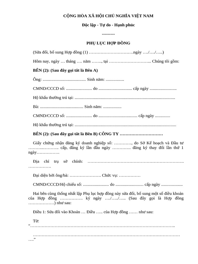 2. Phụ lục HDLD | PDF