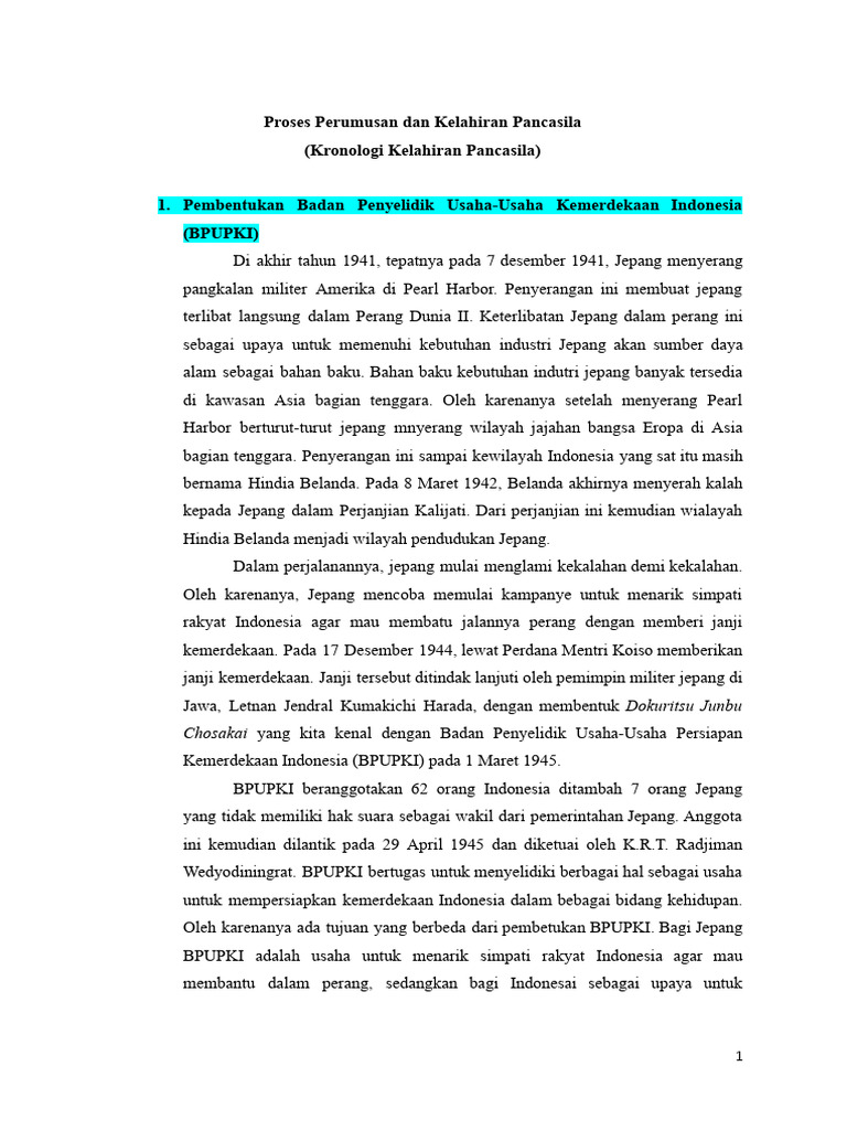 Proses Perumusan Dan Kelahiran Pancasila | PDF