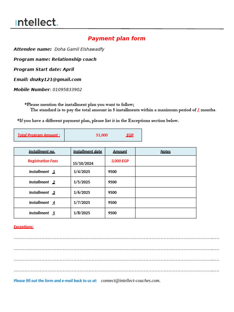 2.Doha el shwadfy CRC Payment plan form (1) | PDF