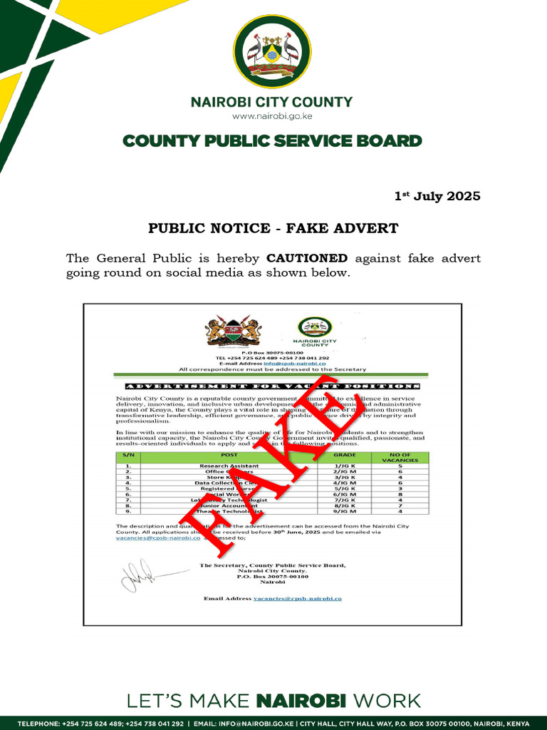 Public Notice - Fake Advert | PDF