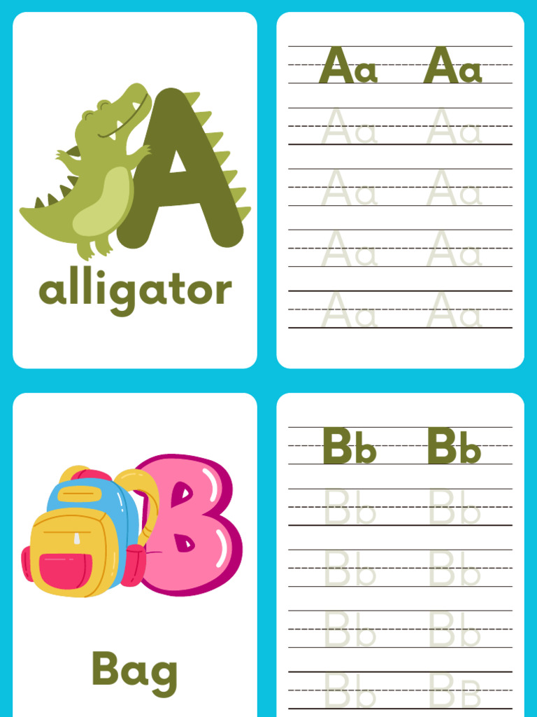 Tracing Letter A For Ant Practice Worksheet in Green Illustrative Style ...