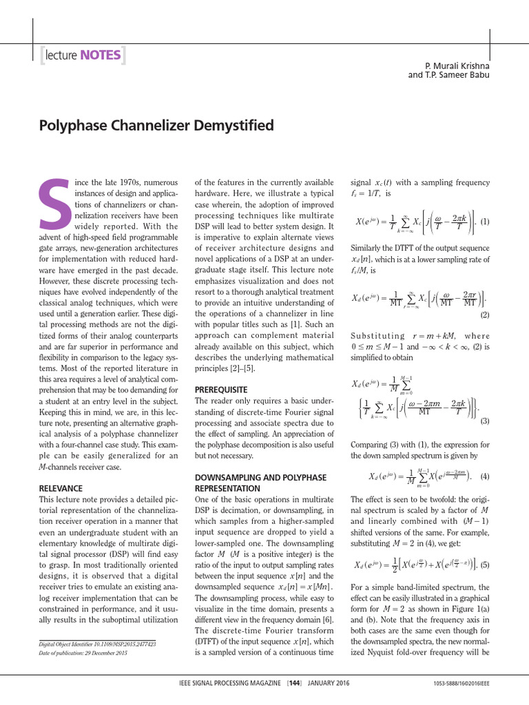 Polyphase Channelizer Demystified Lecture Notes | PDF | Digital Signal ...