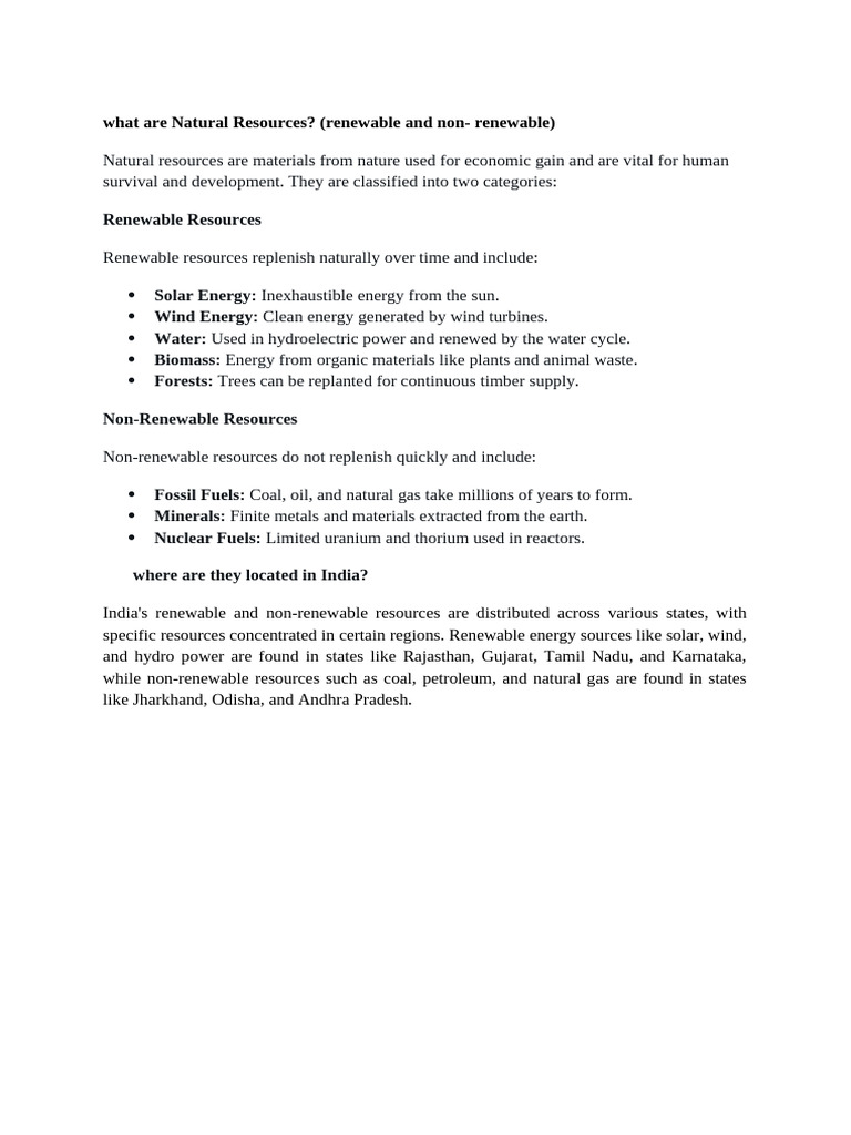 What Are Natural Resources (Renewable and Non - Renewable) | PDF ...