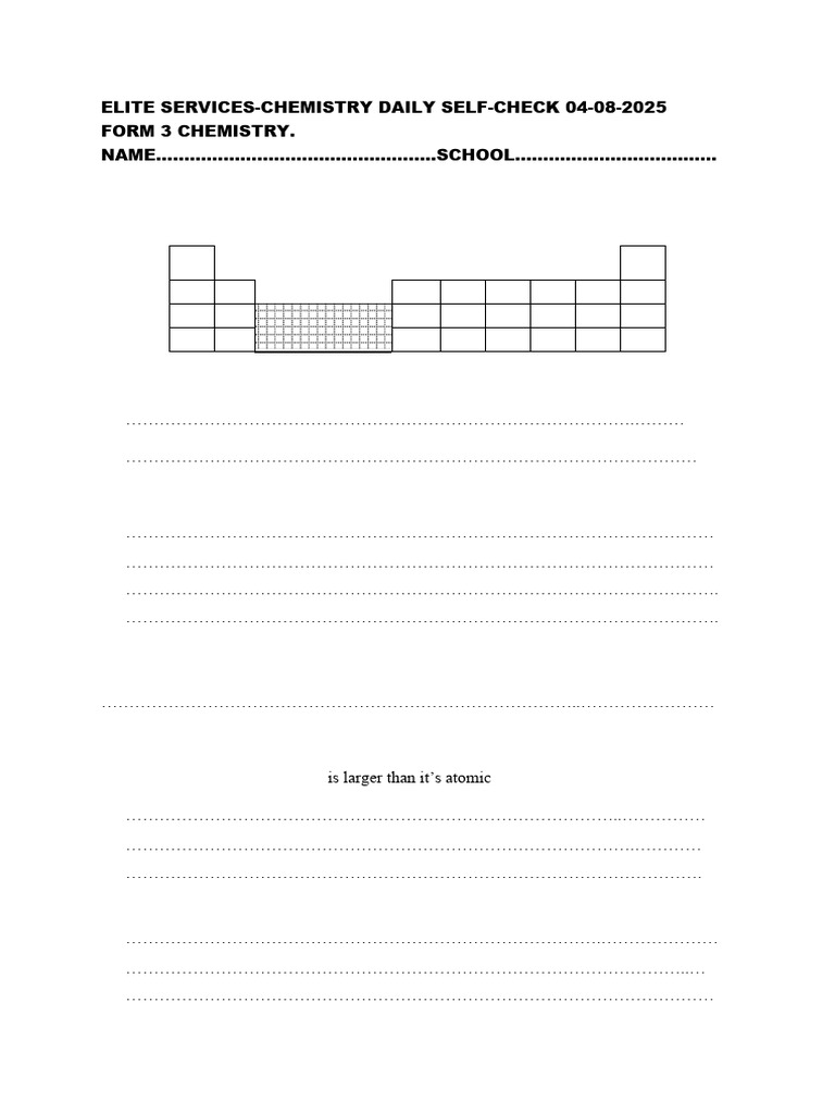 Form3 Chem Daily Self-Check. | PDF | Titration | Chemistry