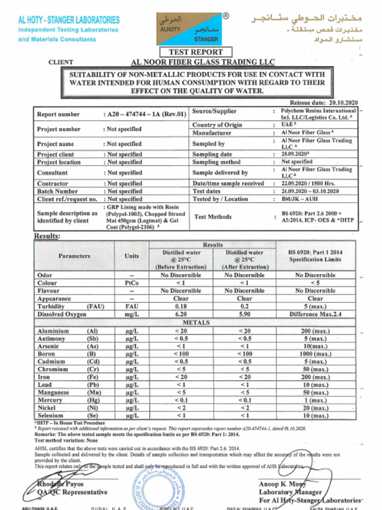 Non-Toxicity Test Report (Al Noor Dubai) | PDF