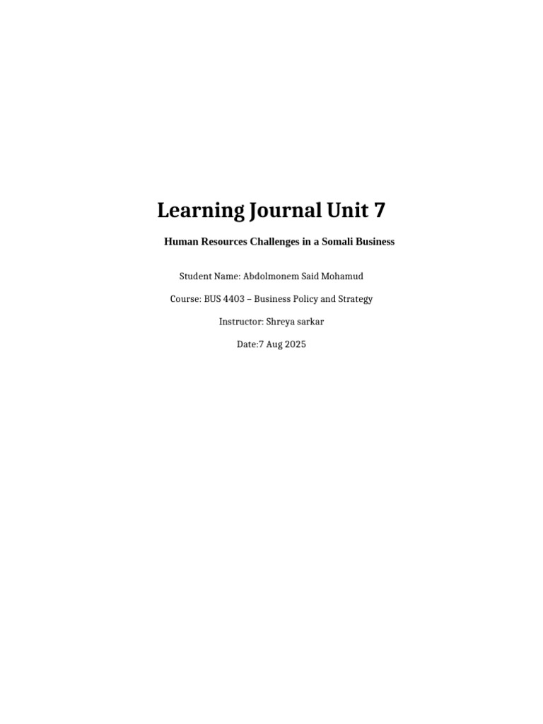Learning Journal Unit 7 | PDF
