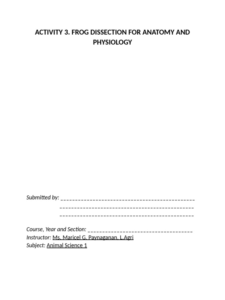 Frog Dissection: Anatomy & Physiology Guide | PDF | Anatomy | Frog