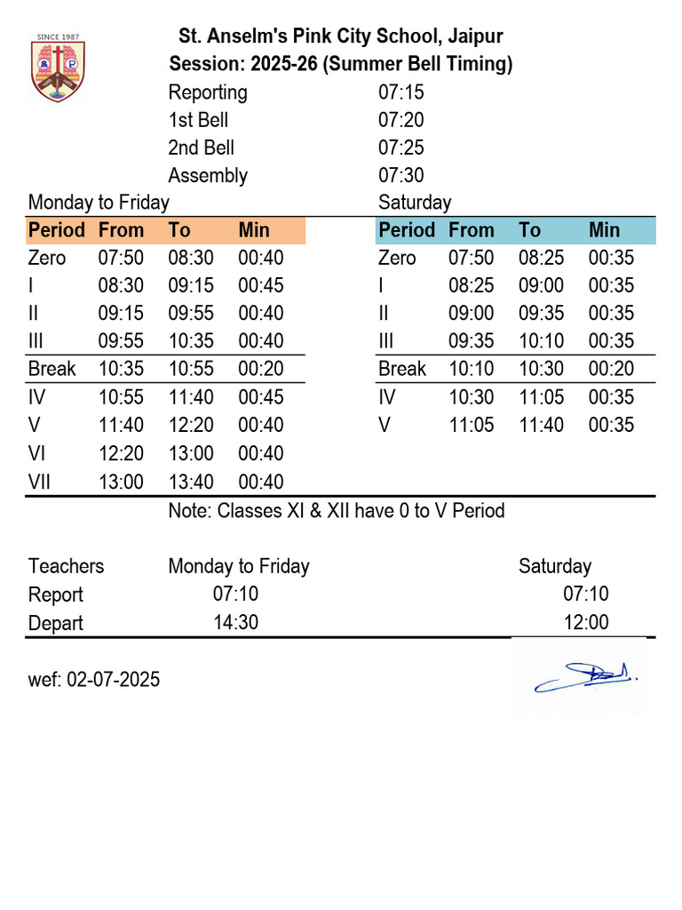 Bell Timing 02 July 2025 | PDF