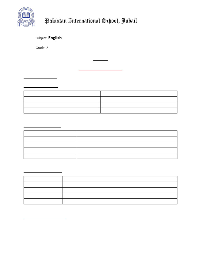 Grade 2 Unit 2 | PDF