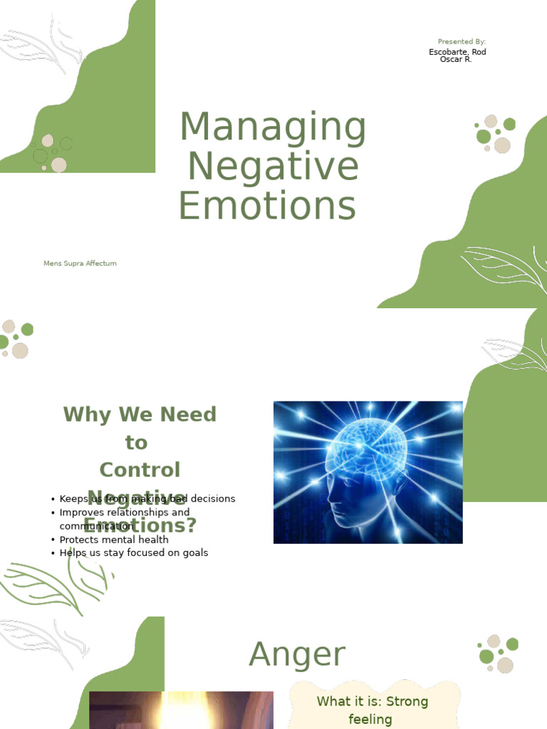 Managing Negative Emotions | PDF
