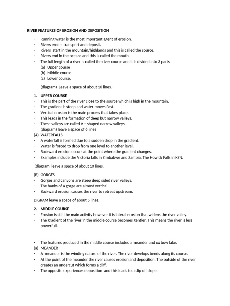 Erosion and Deposition Features of Rivers | PDF | River | Levee