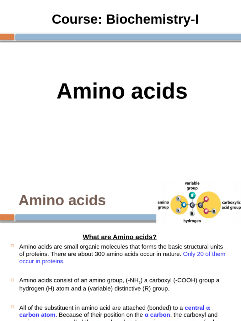 Biochem-I-Amino Acids, Peptides, Proteins | PDF | Amino Acid | Proteins