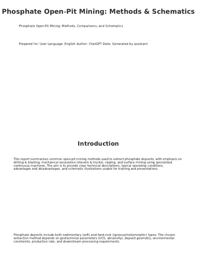 Phosphate Open Pit Mining Techniques | PDF | Mining | Rock (Geology)
