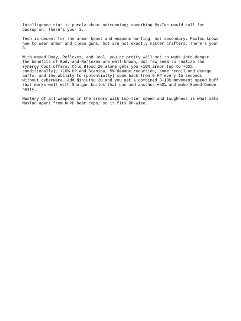 MaxTac Build Strategies in Cyberpunk | PDF