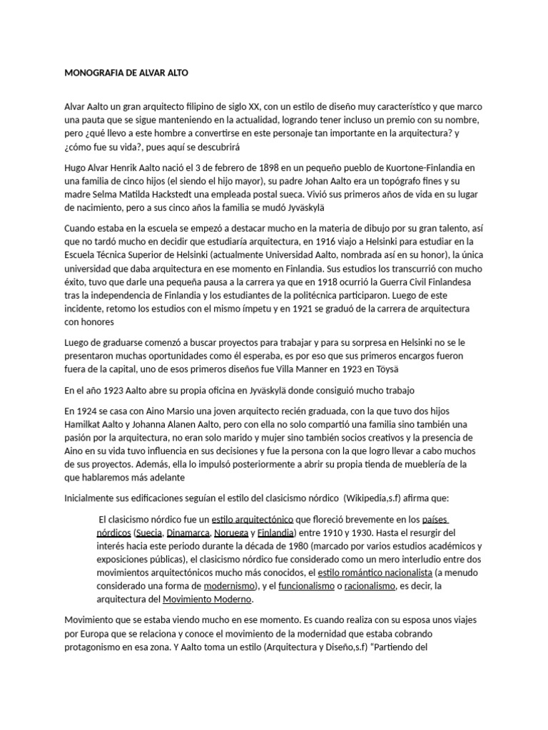 Monografia de Alvar Alto | PDF