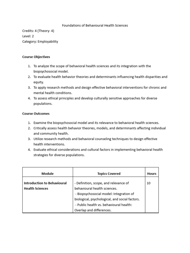 Foundations of Behavioral Health Sciences | PDF | Behavior | Mental Health
