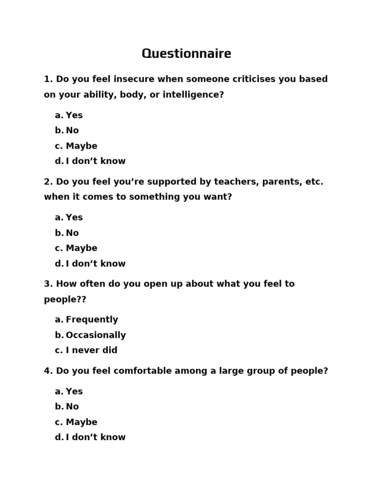 Questionnaire | PDF