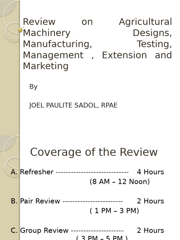 Agricultural Machinery Review Guide | PDF | Plough | Tillage