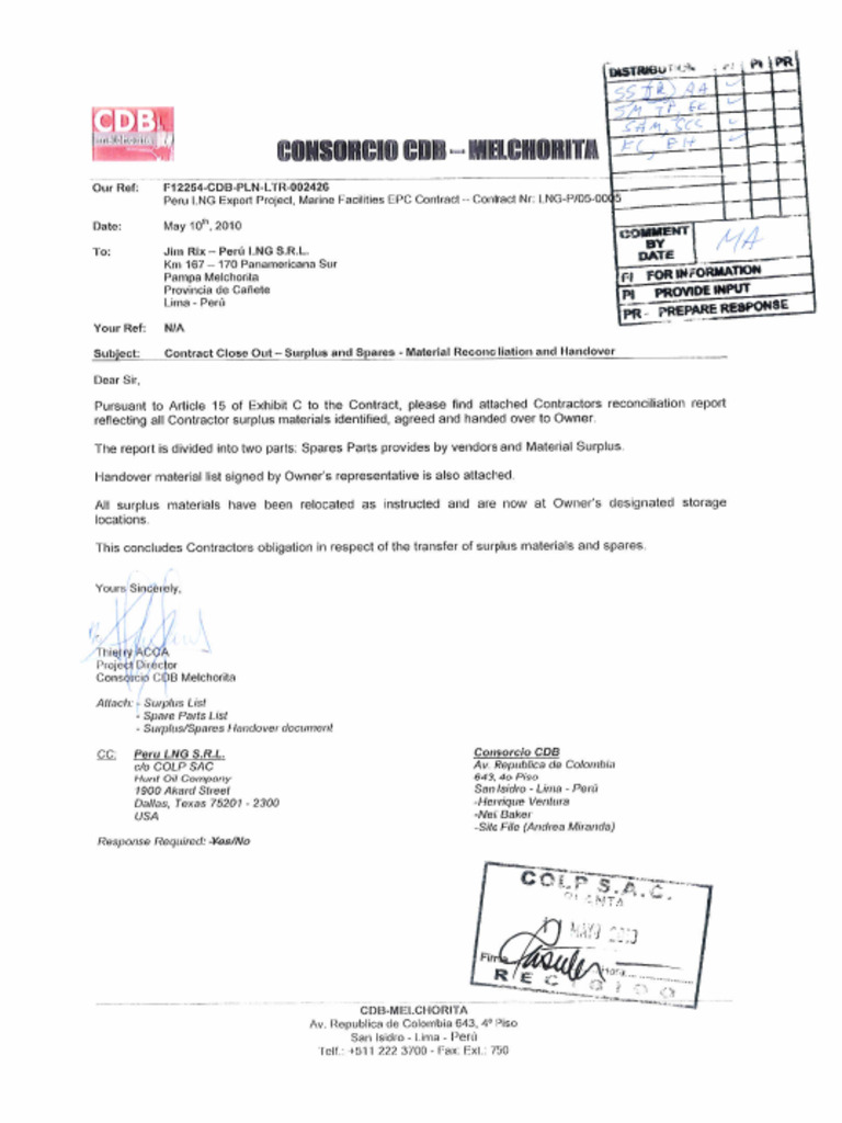 Contract Close Out - Surplus and Spares - Mat. Reconc - and Handover | PDF | Manufactured Goods