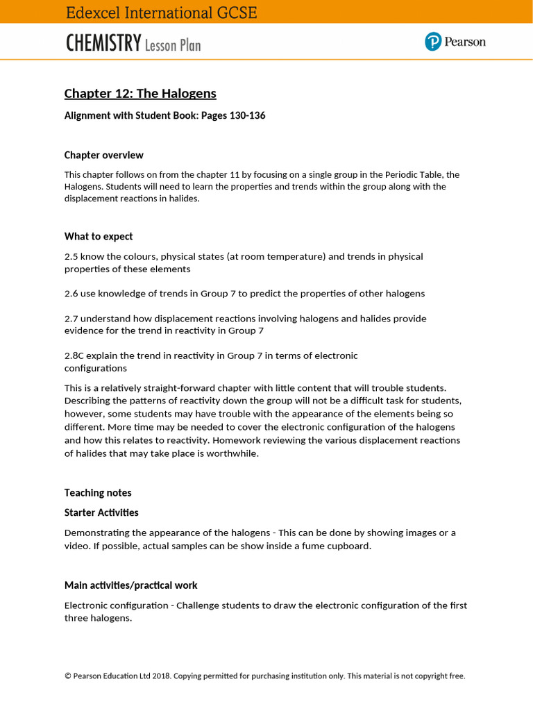 Understanding Halogens: Properties & Reactions | PDF | Chemical ...