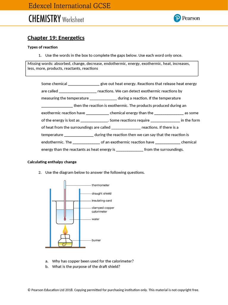 Energetics: Exothermic & Endothermic Reactions | PDF | Chemical ...